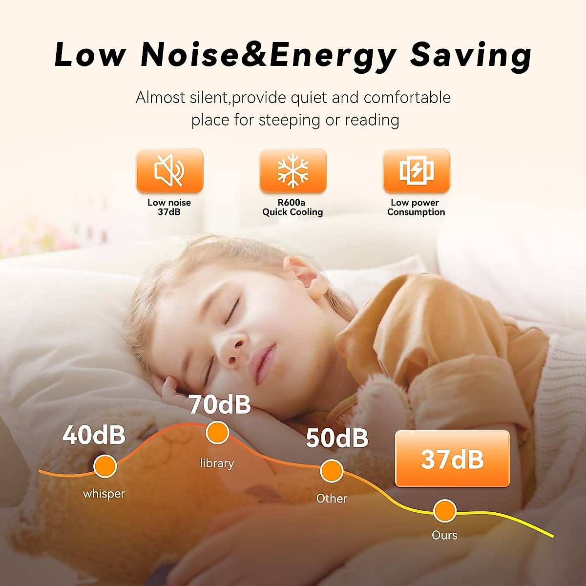 Nooody 2.6 Cu.Ft Mini Fridge, Mini Refrigerator for Bedroom, Dorm Fridge with Freezer, Reversible Door for Room and Office, Adjustable Temperature