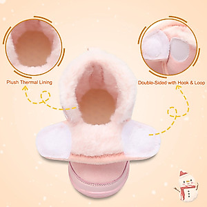 L-RUN Newborn Baby Booties Boys Girls Shoes Winter Warm Fur Lining Infant Toddler Prewalker Boots Pink 12-18 Months Infants