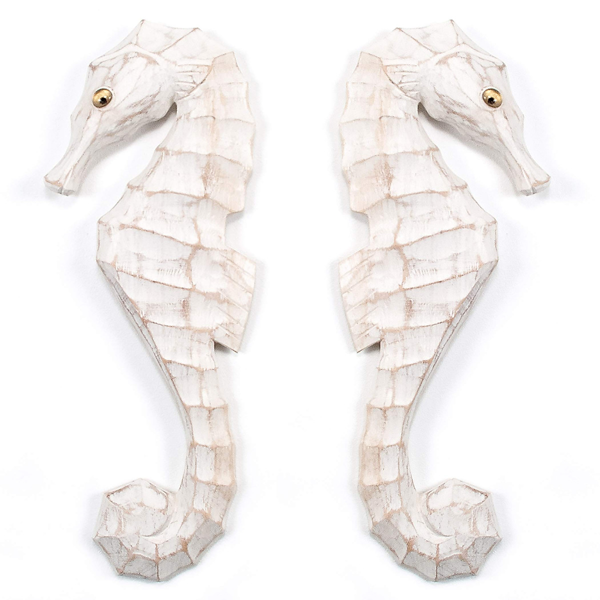 T.I. Design Coastal Seahorses Pair White Wash Wall Art