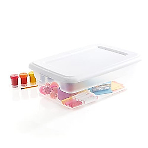 oky 12 Qt. Storage Box Plastic, White,16.88x11.50x5.88 Inches