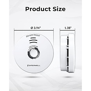 SITERWELL Smoke Detector, 10-Year Fire Alarm Smoke Detector with Built-in 3V Battery and Photoelectric Technology, Fire Detector with Low Battery Warning and Silence Function, UL217, GS508C, 4 Packs