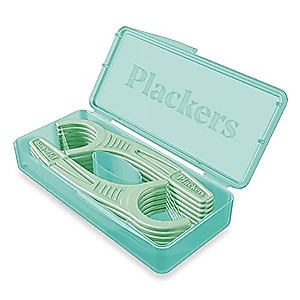 Plackers Micro Mint Dental Floss Picks with Travel Case, 12 Count (Color may vary)