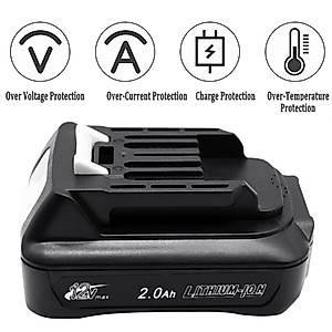 QCZRED 12V 2000mAh BL1021B Li-ion Battery with DC10WD Charger Replace for BL1016 BL1015 BL1020B Replace for Makita Tool DF031D DF0331D TD110D JR103D JR105D HSS01D MP100DZ HP332D DC10SB