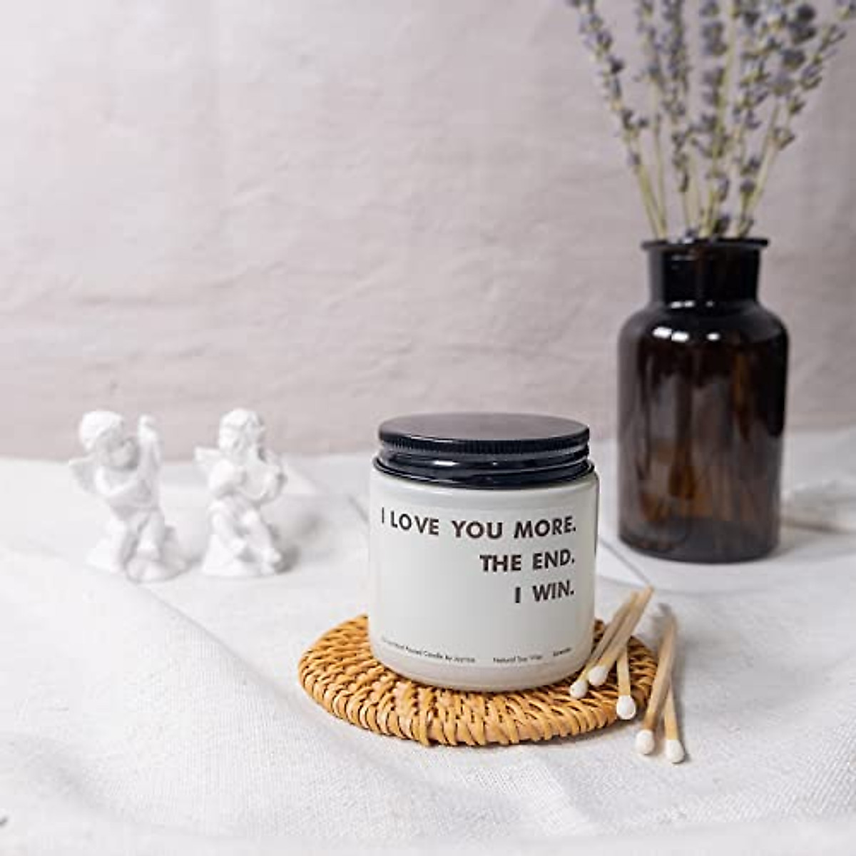 I Love You More The End I Win– Lavender Candle Gifts for Boyfriend Girlfriend Family, Unique Christmas Birthday Wedding Gift, Husband Wife Gift for Anniversary Valentines (3.5oz)