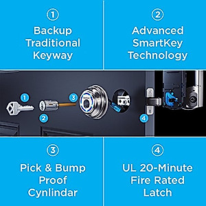 Kwikset - Kevo 99250-203 Kevo 2nd Gen Bluetooth Touch-to-Open Deadbolt Smart Lock featuring SmartKey Security, Venetian Bronze