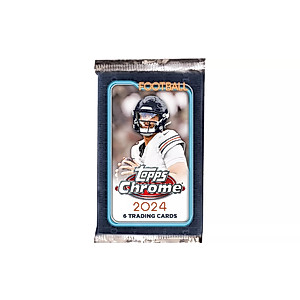2024 Topps Chrome Football 7-Pack Trading Card Mega Box (1 Prism Refractor + Ten Rookies Per Box!)