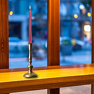 Taper Candles, Dripless Smokeless Long Tall Tapered Candle, Red Glossy Metal Style 10 inch Set of 4 Taper Candles for Wedding Advent Home Decor Dinner Christmas