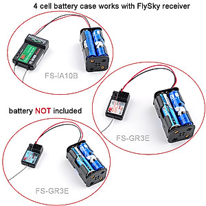 DIYmalls 4 Cell 6V AA Battery Holder Case Cover Storage Box w/ 2P FUT J Plug Connector for FlySky Receiver RC Servo Tester(Pack of 4)
