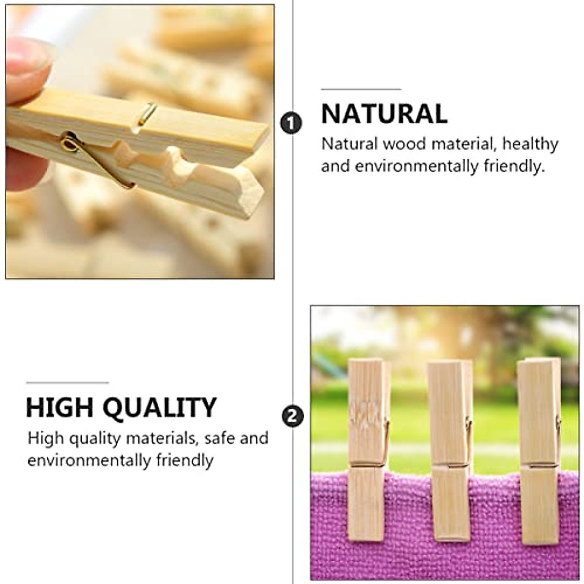 120pcs Practical Quilt Wood Houseware Clothespin, Clothesline Snack Bamboo Paper Clothespins, with Cm, Drying Multi Pegs Duty Crafts, Photo Organizer Food Hardwood Non Portable