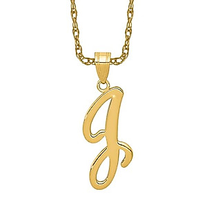 14K Yellow Gold Dainty Letter J Initial Name Monogram Necklace Charm Pendant Only