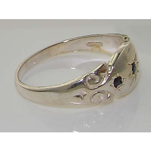 LetsBuyGold 925 Sterling Silver Natural Sapphire Womens Band Ring - Sizes 4 to 12 Available