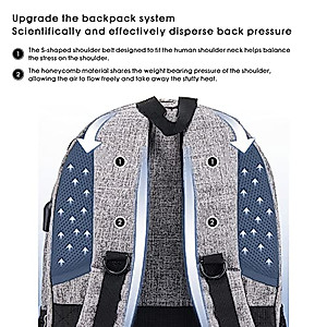 JOSHIOKI Travel Laptop Backpack 17.77 Inch with Anti theft Computer Business Daypack for Hiking,Casual Bag with USB Charging Port Gifts for Men & Women Grey