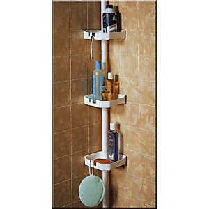 Zenna Home Tension Corner Shower Pole Caddy, White