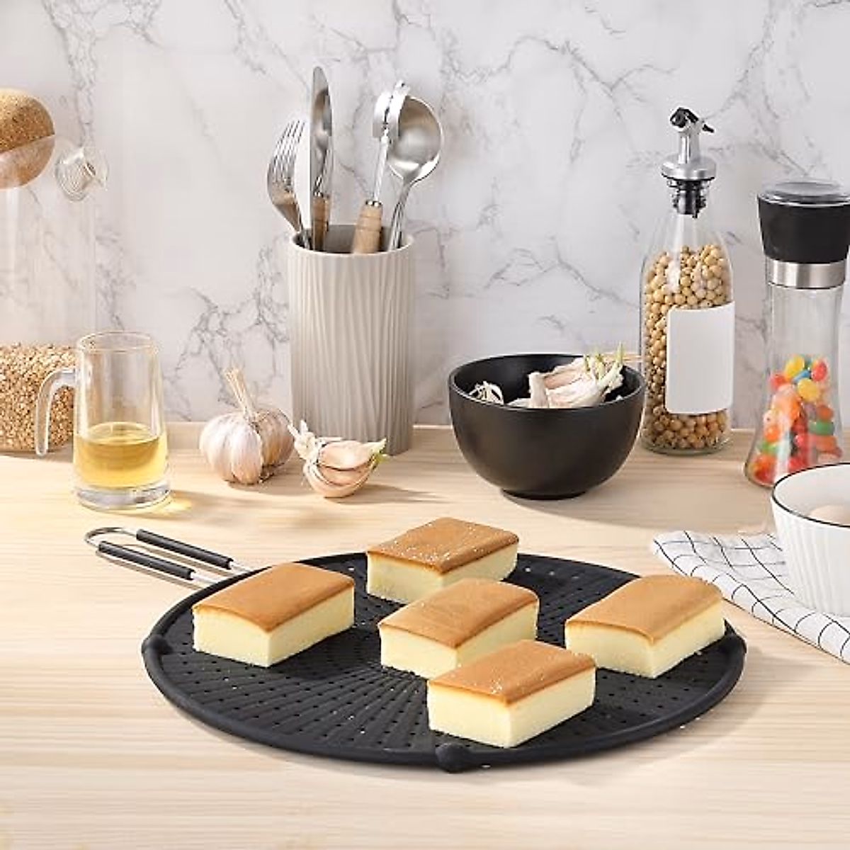 Splatter Screen for Frying Pan, Kaloo Grease Splatter Guard, Heat-Resistant Splatter Guards for Frying, Silicone Splatter Guard for Everyday Cooking, Dishwasher Safe (13inch,Black)