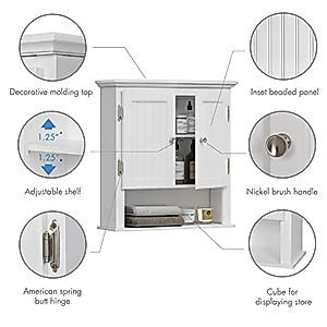 UTEX Bathroom Cabinet Wall Mounted, Wood Hanging Cabinet, Wall Cabinets with Doors and Shelves Over The Toilet for Bathroom,White
