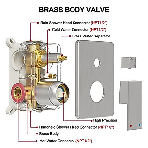 Holispa Brushed Nickel Shower System, Shower Faucet Set with 10-Inch Rain Shower Head and Handheld, Wall Mounted High Pressure Shower Head Combo Set with Shower Valve and Shower Trim, Brushed Nickel