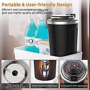 ROLWAY Coffee Grinder Electric, Espresso Coffee Bean Spices Grinder, Coffee Blade Grinders, One Touch Portable Grinder, for Coffee Bean, Spices, Herbs, Nuts, Grains, Black