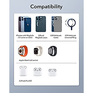 ESR 3-in-1 MagSafe Charger Stand (HaloLock), Removable Made for Apple Watch Certified Charger, MagSafe Charging Station, Magnetic Wireless Charger, iPhone 14/13/12 Series, AirPods Pro/3/2, White