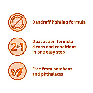 Amazon Basics 2-in-1 Dandruff Shampoo and Conditioner for Men, Smooth Spice Scent, 14.2 Fluid Ounces, Pack of 6