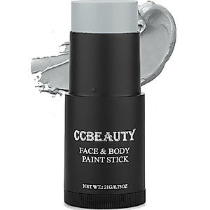 CCBeauty Light Grey Face Body Paint Stick, Grease Gray Face Paints, Cream Grayscale Foundation Makeup, Waterproof Hypoallergenic for Halloween Corpse Bride Zoombie Marceline Cosplay Costume Parties