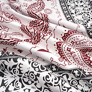 YOUR SMILE Silk Like Scarf Women's Fashion Pattern Large Square Satin Headscarf (Burgundy Bandanna)