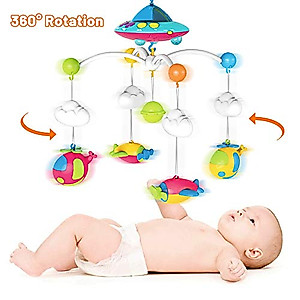BOBXIN Baby Mobile for Crib, Crib Mobile with Projector and 108 Melodies Music, Crib Toys with Remote Control and Hanging Rattles Rotating,Gift for Newborn and Baby Boy Girl Sleep