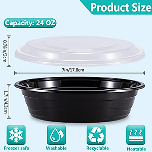UHBYJM 50 Pack Meal Prep Container, 24 oz Round Meal Prep Food Container,Food Storage Containers with Lids,Reusable Plastic Meal Prep Bowls for Food Stackable Microwave and Freezer Safe