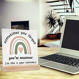 Urbcent Inspirational Gifts for Women Encouragment Signs Desk Decor for Friends Motivational Quote Decorative 6"x6" Plaque with Wooden Stand