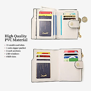 GOLF SUPAGS Wallets for Women PVC Leather Small Bifold Zipper Pocket Coin Purse Large Capacity Multi Card Organizer