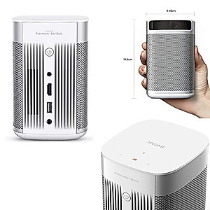 XGIMI MoGo Pro Android TV Projector,1080P Full HD Mini Smart Projector,Portable WiFi/Bluetooth Harman/Kardon Speaker,300 ANSI Lumen Indoor/Outdoor Theater Native Android 9.0 Video Projector
