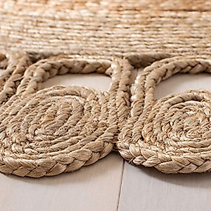 SAFAVIEH Natural Fiber Round Collection 3' Round Natural NFB252A Handmade Boho Country Charm Jute Area Rug