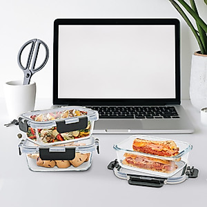 12 Pack -12 Ounce Glass Food Storage Containers with Lids Airtight, Small Meal Prep Containers Set, Microwave, Dishwasher Safe, Leak-Proof, BPA-Free, Clear/Pink