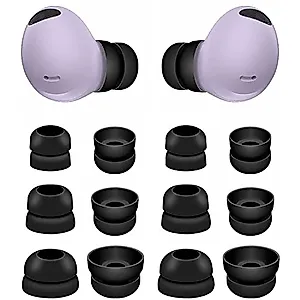 ALXCD Double Flange Tips Compatible with Galaxy Buds 2 Pro SM-R510, 6 Pairs S/M/L Sizes Double Flange Ear Tips Earbuds Tips Replacement Eartips, Compatible with Galaxy Buds 2 Pro SM-R510, Black sml