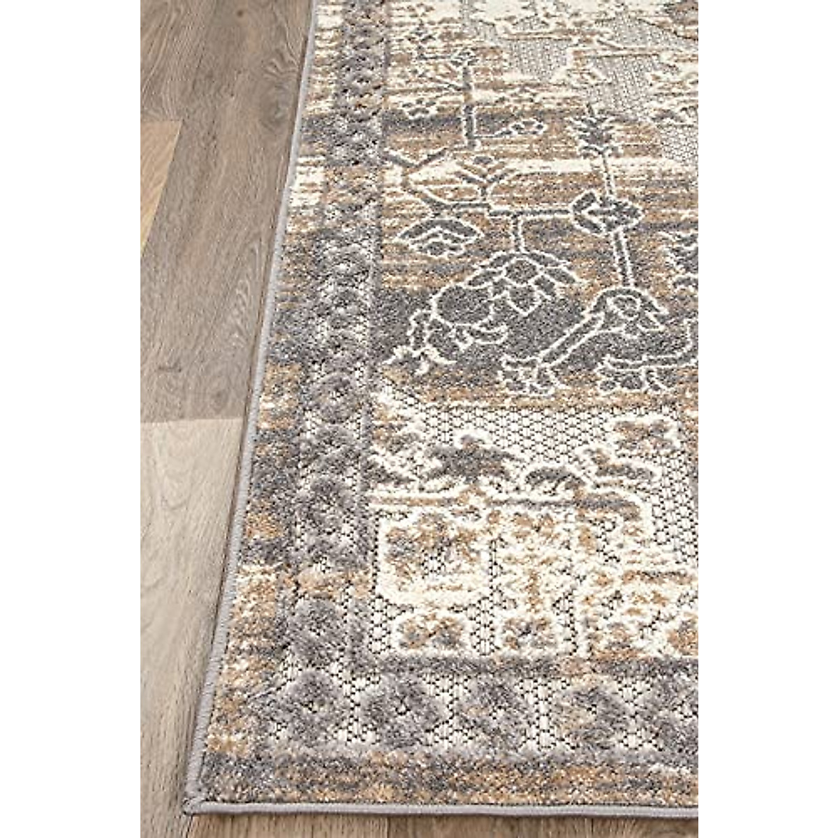 Rugshop Distressed Traditional Indoor/Outdoor Area Rug 5' x 7' Beige