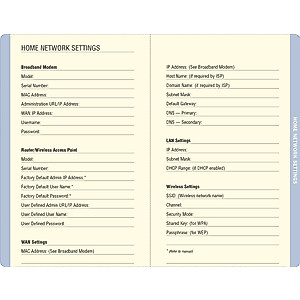 Blue Agate Internet Address & Password Logbook (removable cover band for security)