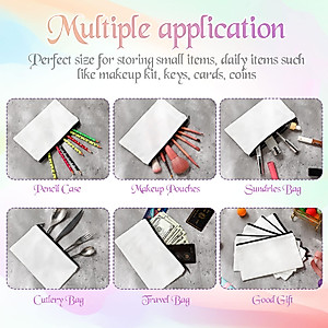 Fainne 100 Pieces Blank DIY Craft Canvas Makeup Bag Canvas Pouch Canvas Pencil Case 7.1 x 4.3 Inch Blank Cosmetic Bag with Zipper Multi Purpose Bag Travel Makeup Bags for Pen(Black)