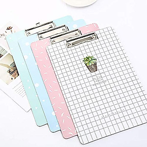 Clipboard A4 Cute Paper Clipboard Wood Document Folder Pad for Office Supplies Writting Exam Clip Board Stationery for School (Color : White 1pc)