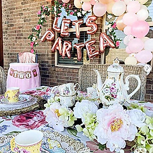 LaVenty 12 PCS LET'S PAR TEA Balloons Tea Party Birthday Banner Tea Party Decorations Lets Par-Tea Party Decor Par Tea Baby Shower Par Tea First Birthday Decoration Flower Garland(180inch)
