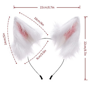 HAOAN Handmade Faux Fur Fox Wolf Ears Headband Halloween Christmas Cosplay Party Costume Accessories