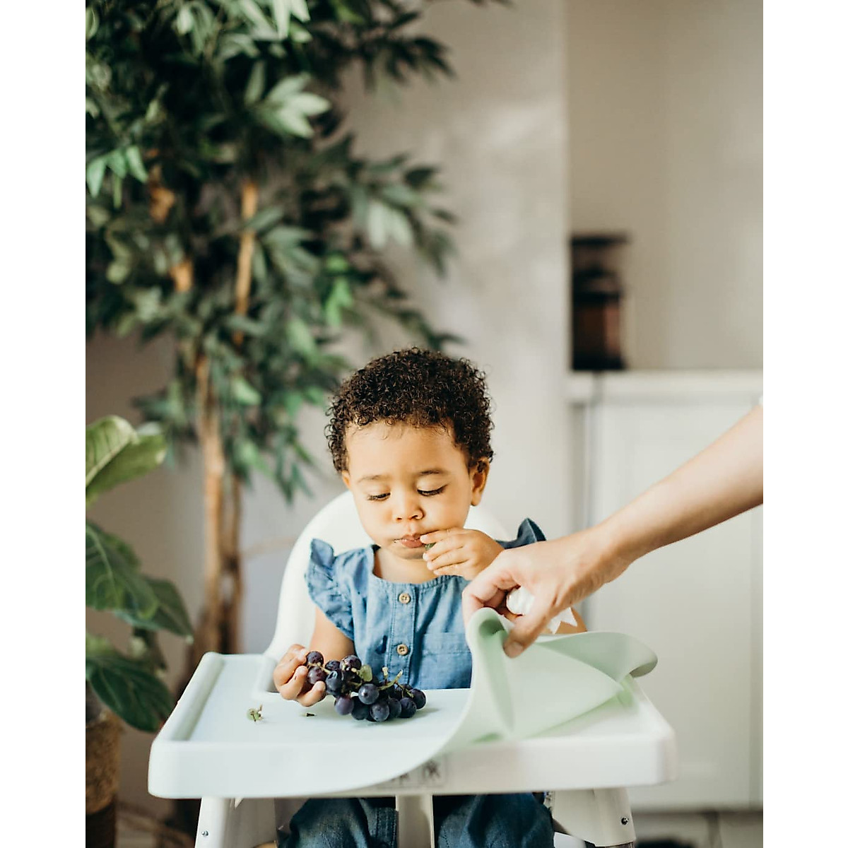 Silicone Full Cover Placemat for IKEA Antilop High Chair, BPA Free, Dishwasher Safe, ezpz Baby Led Weaning Plate, Baby Finger Food