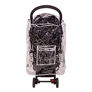 Disney Baby by J.L. Childress Universal Stroller Rain Cover - Disney Stroller Accessory - Disney World Travel Essential - Mickey Mouse Pattern - Storage Pocket - Clear/Silver