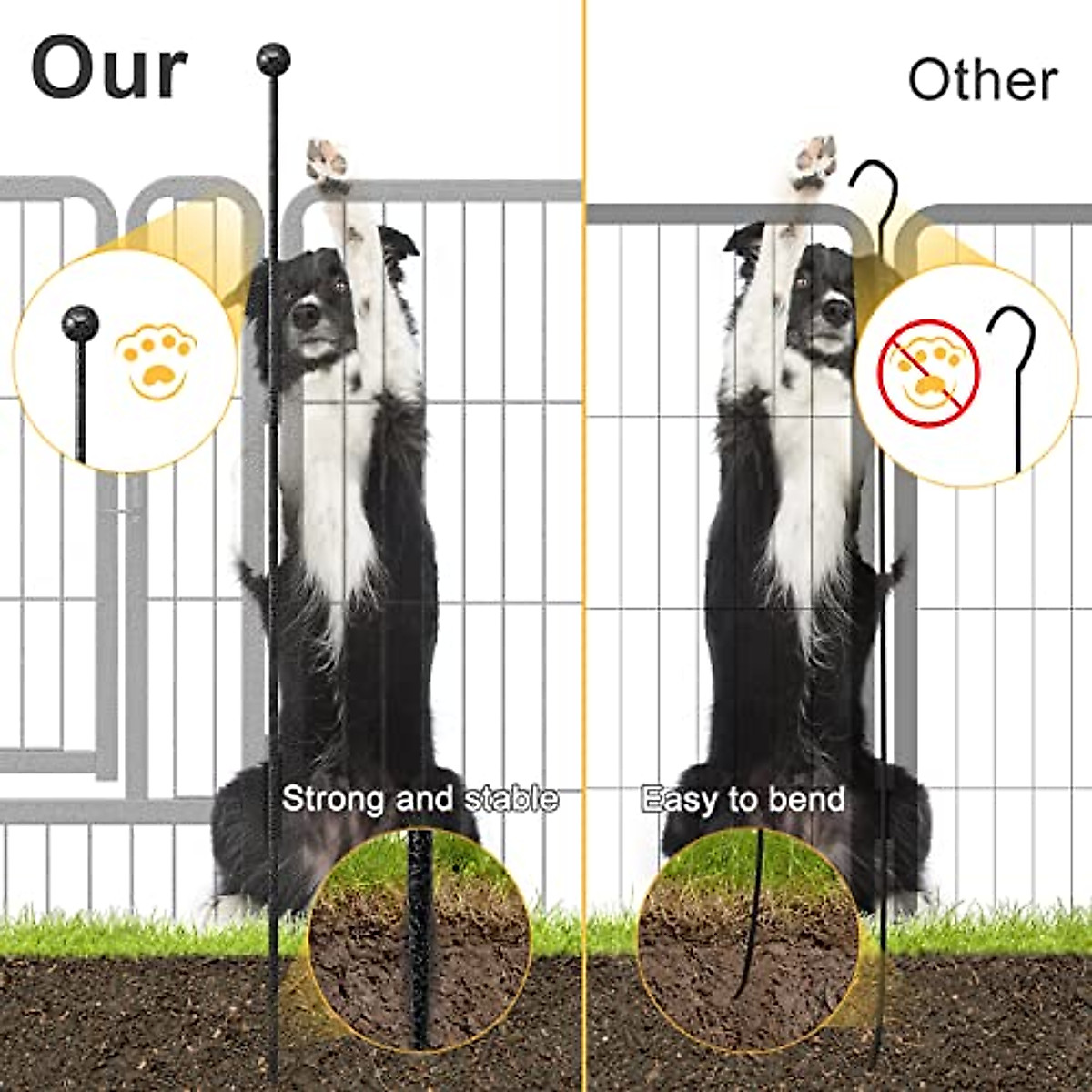 Mr IRONSTONE Dog Playpen with Anti-Rust Surface, Foldable 8/16 Panels 32" Height Dog Fence Exercise Pen, Indoor/Outdoor Puppy Pen Pet Playpen for Small/Medium/Large Dogs