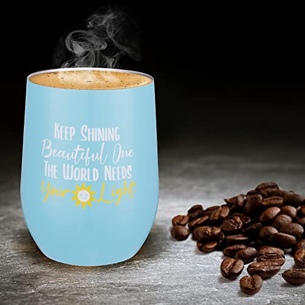 AYANA DREAMS KEEP SHINING Positivity Wine Coffee Tumbler - Spiritual Gifts for Women - Inspirational Cups for Relaxing, Calming. Soothing, Prosperity & Abundance. 12 Oz (MINT/TEAL)