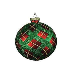 Queens of Christmas 4 Pack Christmas Ornaments, 100mm, Red & Green, 4 Count