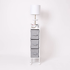 Dormify 3-Drawer Cart with Wheels | Skinny Bedside Table Storage Drawers | Small Cabinet | Clothes Tower | Organizer | Nightstand | Grey | 7.8"W x 18.5"D x 29.8"H | Dorm Essential