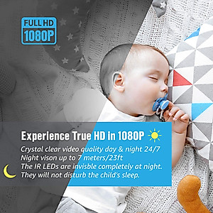 Wireless Security Camera, 1080P Pan/Tilt/Zoom WiFi Indoor Camera, Nanny Cam for Home/Pet/Baby/Elderly, with 24/7 Live Video, Night Vision, 2-Way Audio, Motion Detection, Cloud & SD Card Storage