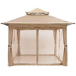 MASTERCANOPY Patio Gazebo Outdoor Pop Up Gazebo with Mesh Walls (13x13, Khaki)