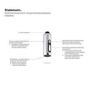 Kohler Statement 26288-G-2MB StatementWand Multifunction Iconic 1.75 gpm handshower, Vibrant Brushed Moderne Brass