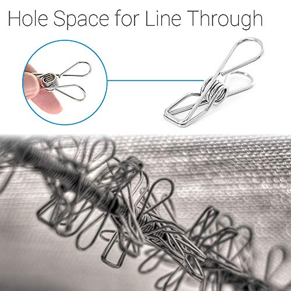 40 Pack Stainless Steel Small Clothes Pins Durable Clothes Pegs Multi-Purpose Metal Wire Utility Clips for Laundry Home Kitchen Outdoor Travel Office