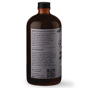 Hany’s Harvest Elderberry Oxymel Syrup, 8 oz Glass Bottle, All Natural Apple Cider Vinegar + Raw Honey Wellness Tonic, Gluten-Free, Small-Batch, Handcrafted